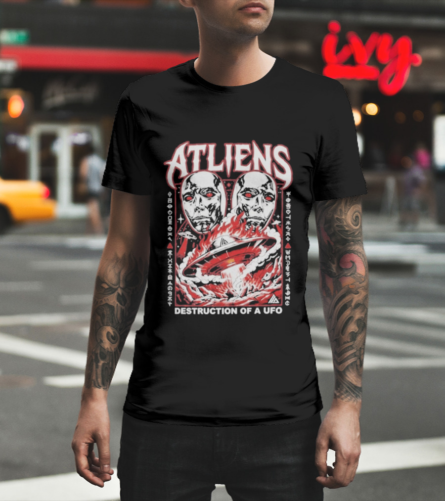 Atliens Room Six Destruction Of A UFO Attack Crew 4318 T-Shirt