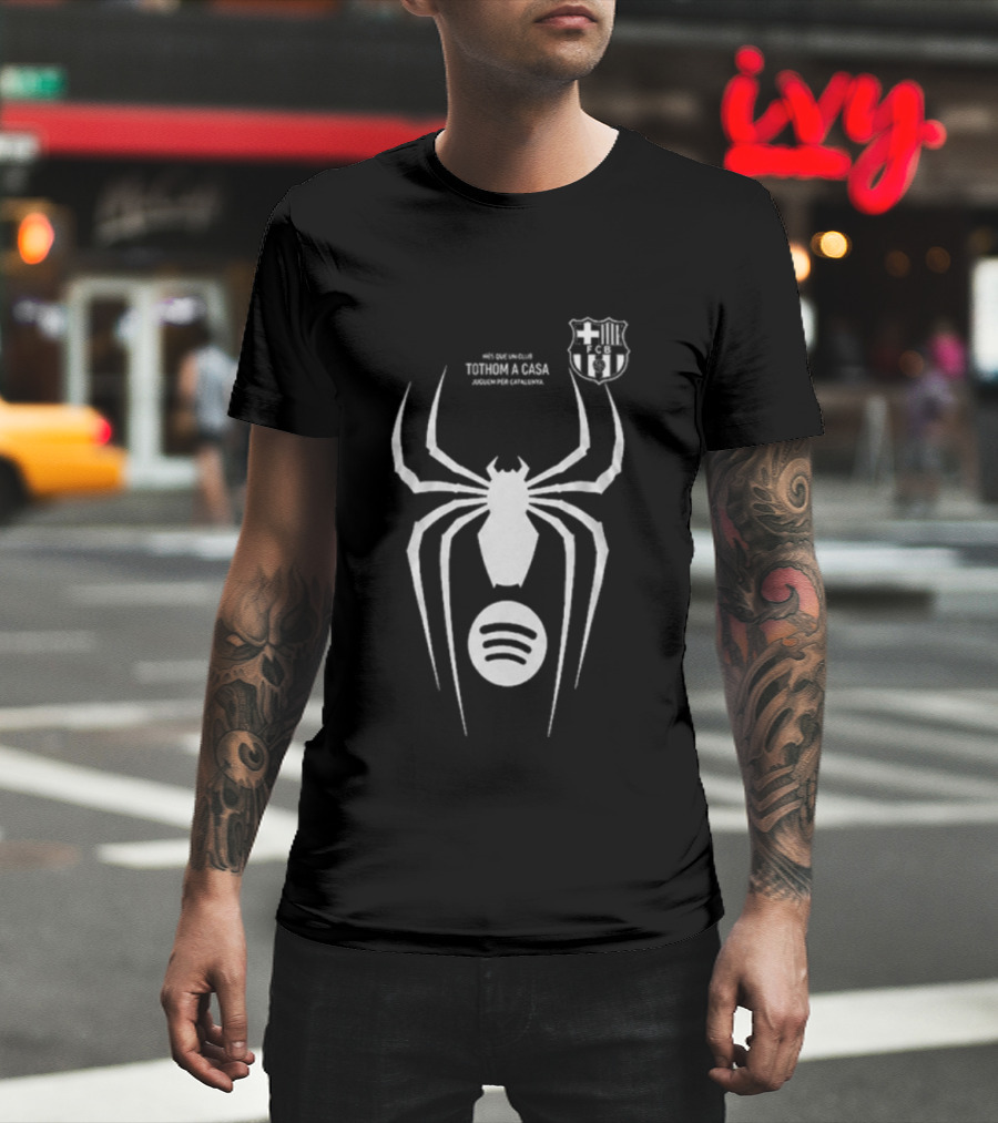 Barcelona Spider Man Venom Julian Alvarez Black Jersey Spotify T-Shirt