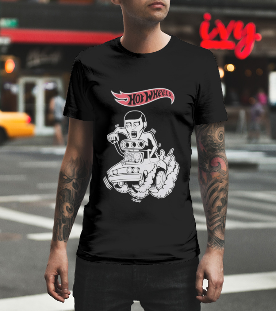Hot Wheels Racing Car Driver Black Flame T-Shirt