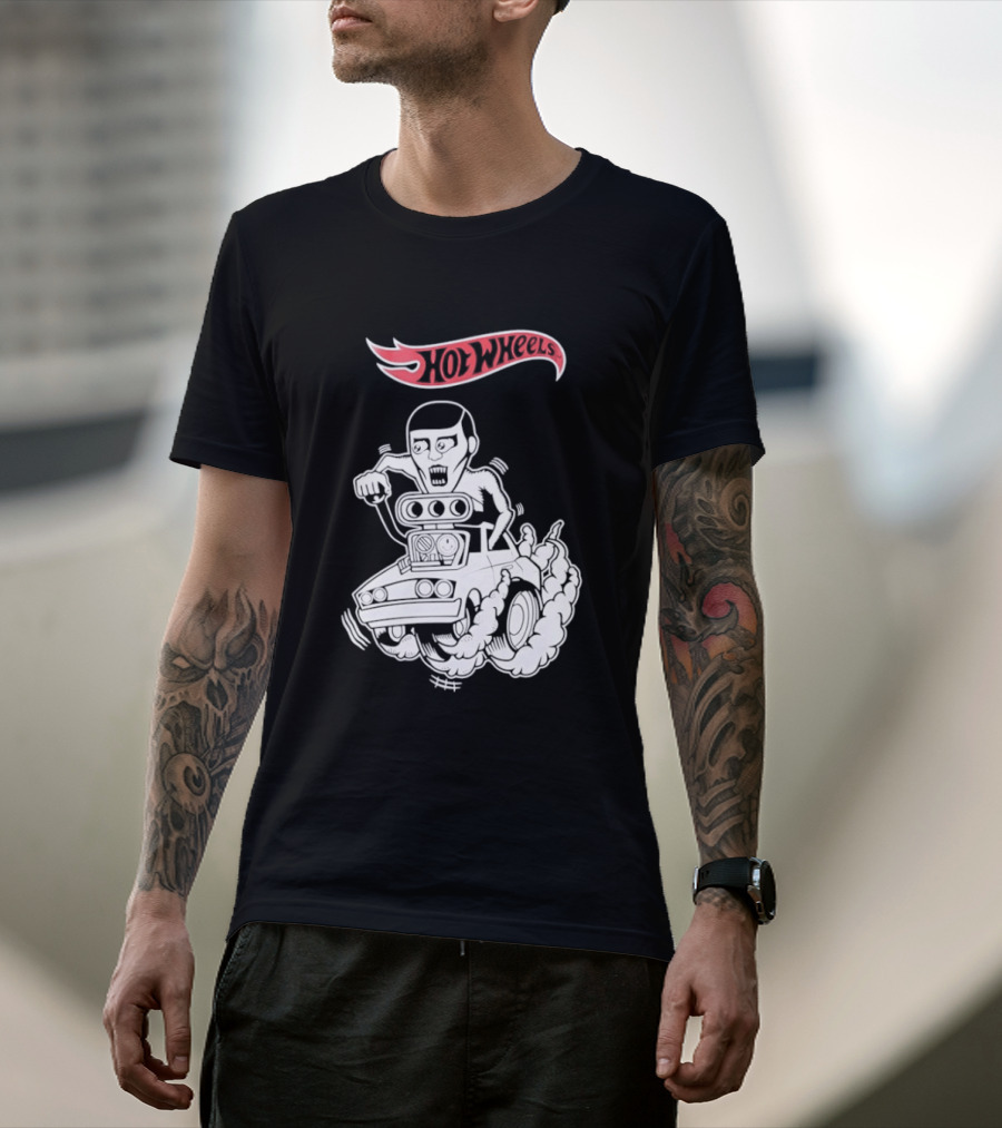 Hot Wheels Racing Car Driver Black Flame T-Shirt