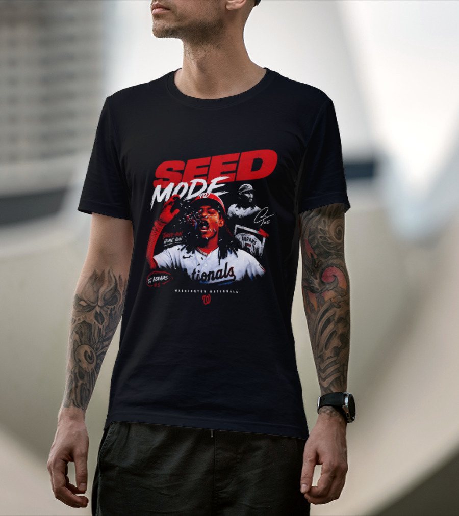 CJ Abrams Washington Nationals Seed Mode Baseball MLB Player Number 5 T-Shirt