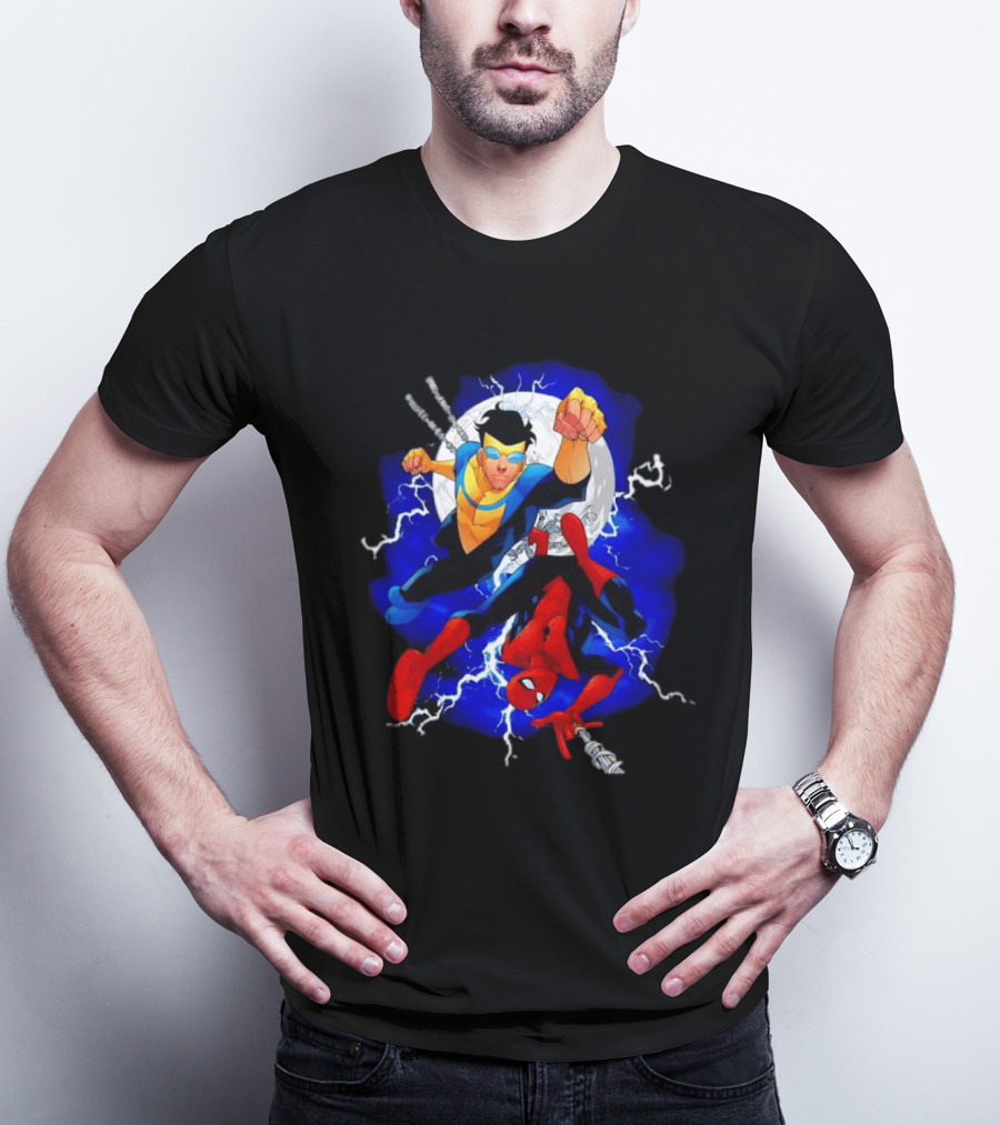 Invincible Spider Man Marvel Comics Crossover Action Hero Dynamic Duo T-Shirt