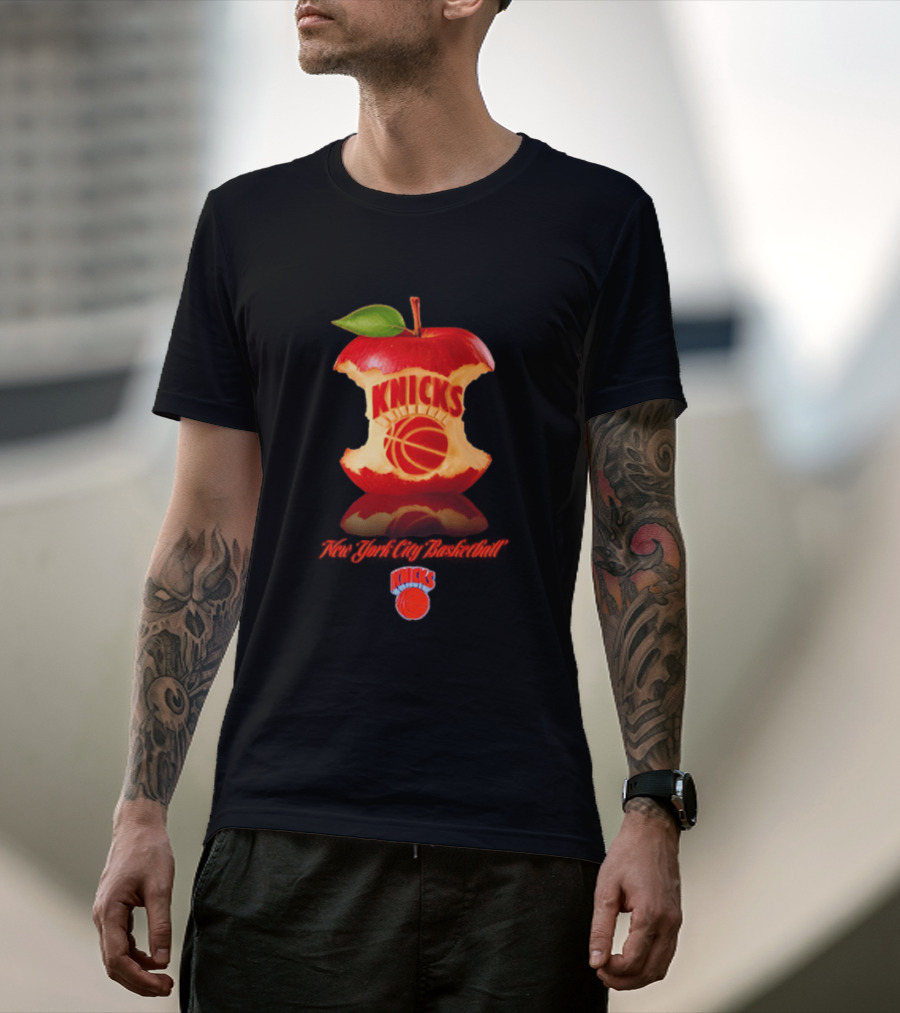 Knicks New York City Basketball Court Apple T-Shirt
