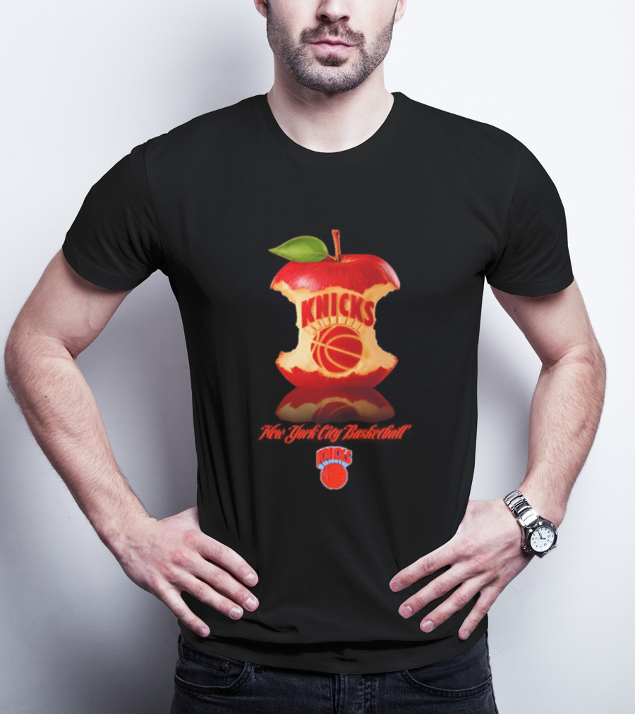 Knicks New York City Basketball Court Apple T-Shirt