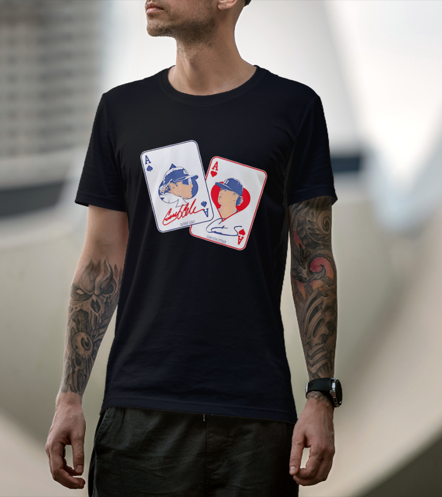 New York Yankees Gerrit Cole Cam Schlittler Pocket Aces Playing Cards T-Shirt