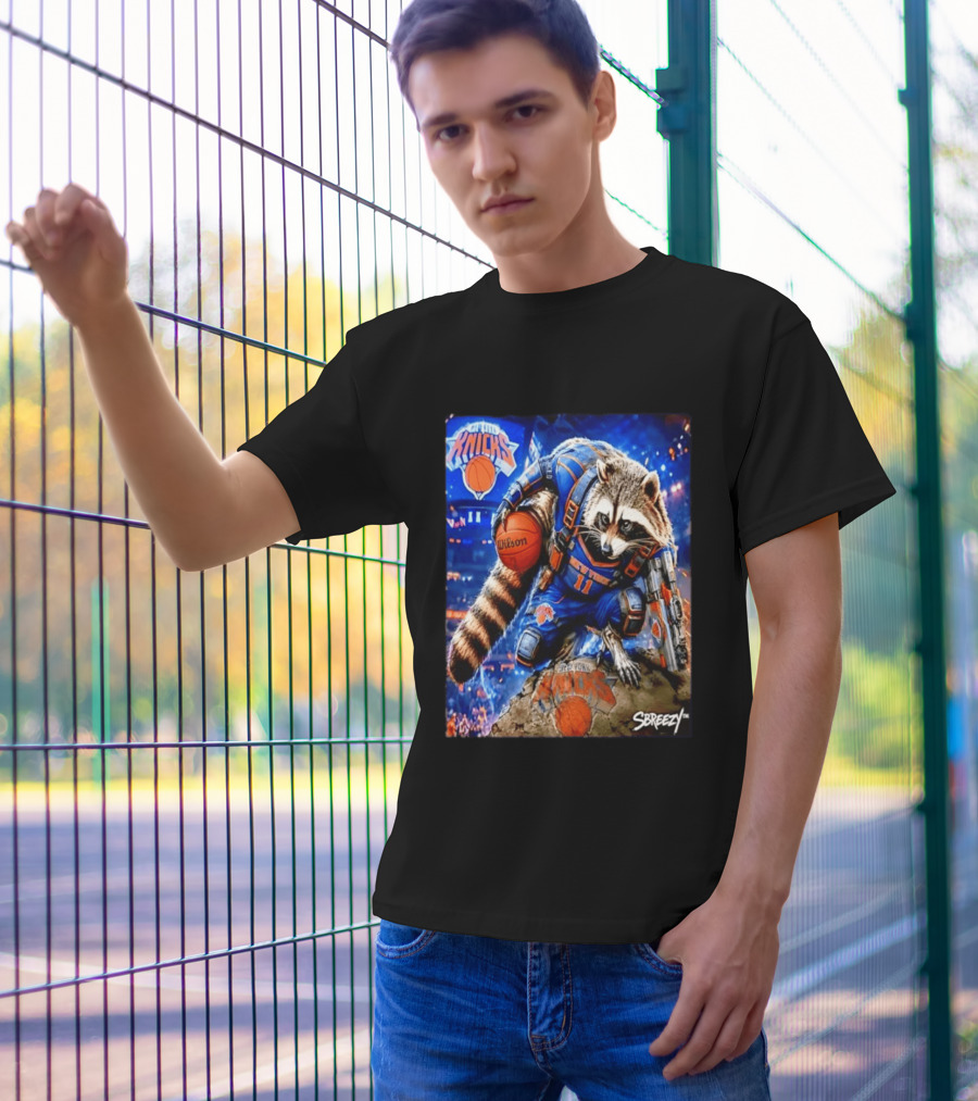 Rocket Raccoon New York Knicks NBA Basketball 11 S Breezy Wilson T-Shirt