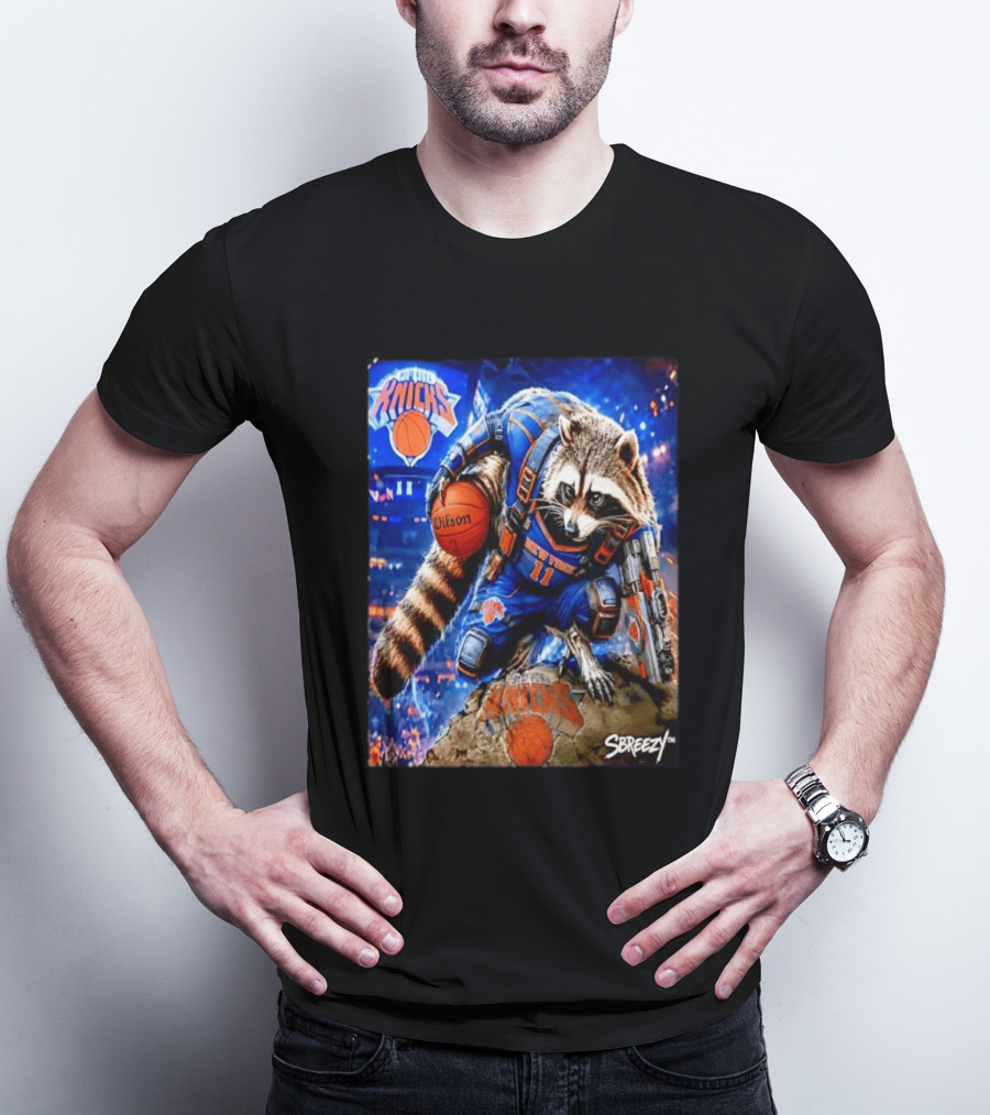 Rocket Raccoon New York Knicks NBA Basketball 11 S Breezy Wilson T-Shirt