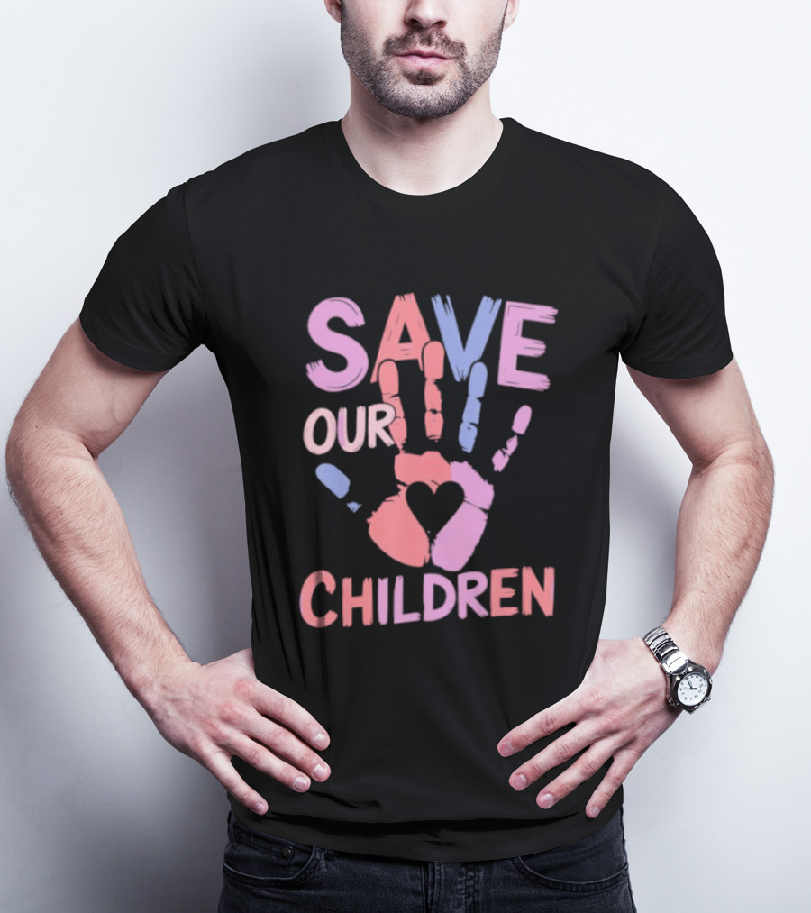 Save Our Children End Human Trafficking Awareness Handprint Heart T-Shirt