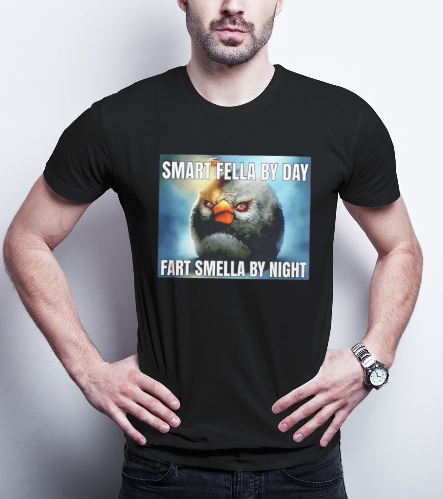 Smart Fella By Day Fart Smella By Night Funny Bird Meme T-Shirt