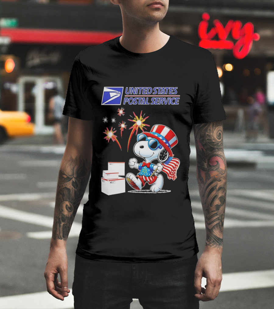 Snoopy Fourth Of July United States Postal Service Patriotic Celebration T-Shirt