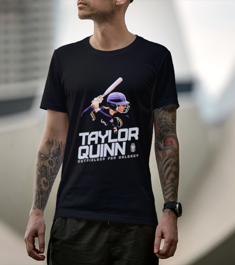 Taylor Quinn UAlbany Outfielder Baseball Sports T-Shirt