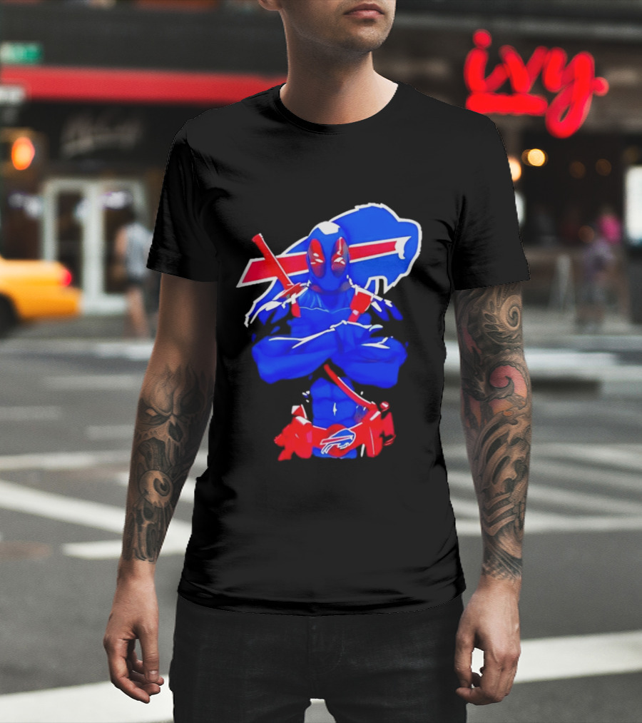 Deadpool Meditation Buffalo Bills Super Hero Football Fan T-Shirt