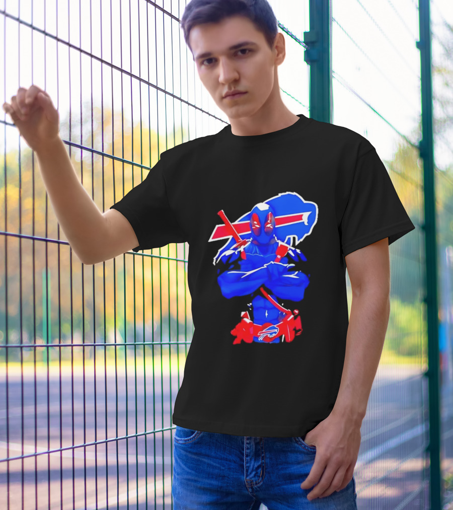 Deadpool Meditation Buffalo Bills Super Hero Football Fan T-Shirt
