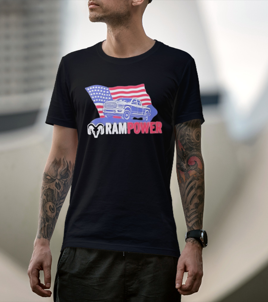 Ram Power American Flag Truck Patriot T-Shirt
