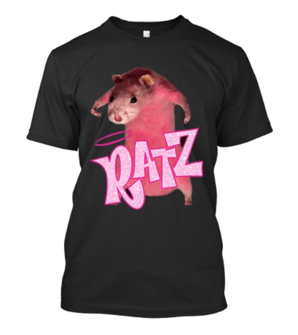 Ratz Pink Rat Meme Funny Text Bold Letters Halo T-Shirt
