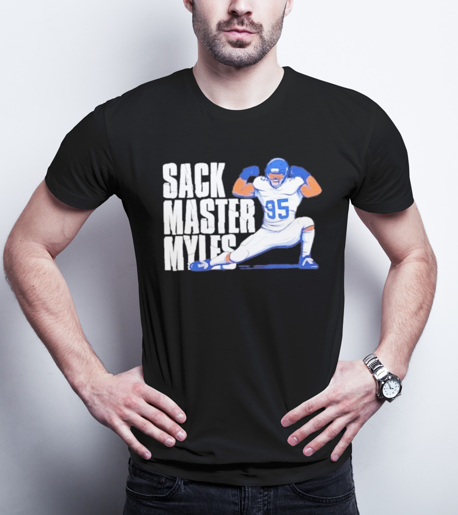 Myles 95 Sack Master Football Pose T-Shirt