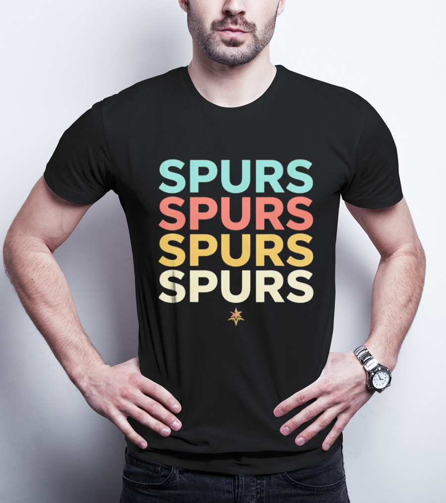 San Antonio Spurs NBA Team Colorful Logo Repetition T-Shirt