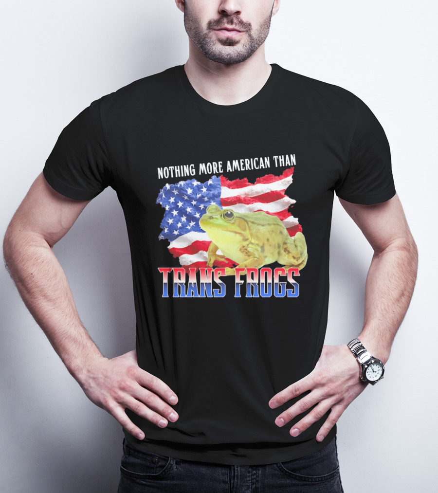 Nothing More American Than Trans Frogs Pride USA Flag Frog T-Shirt