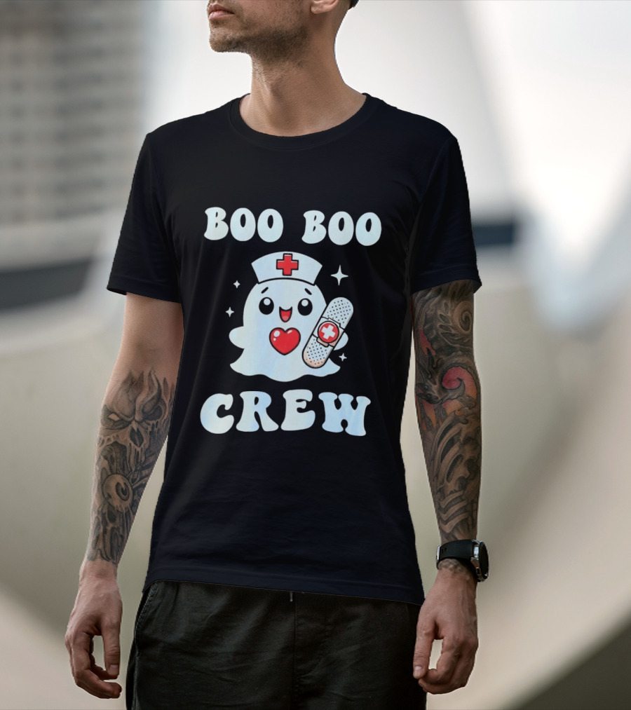 Boo Boo Crew Cute Ghost Nurse Halloween T-Shirt