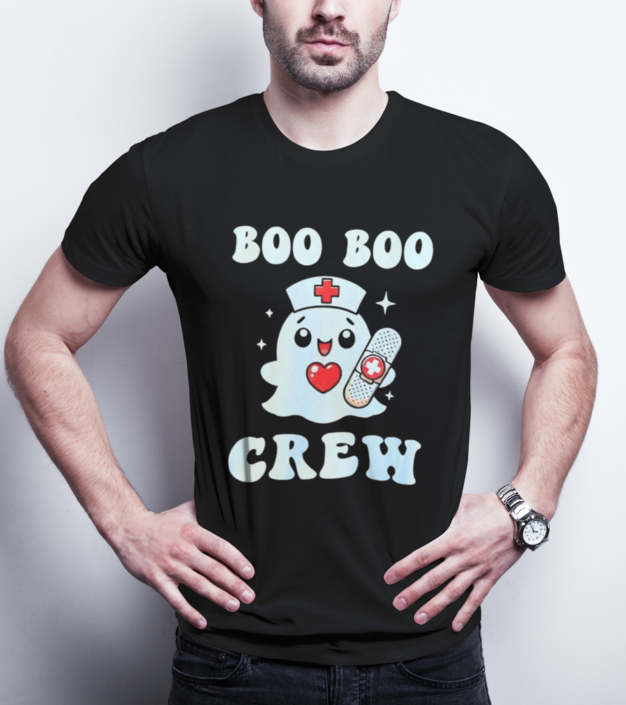 Boo Boo Crew Cute Ghost Nurse Halloween T-Shirt