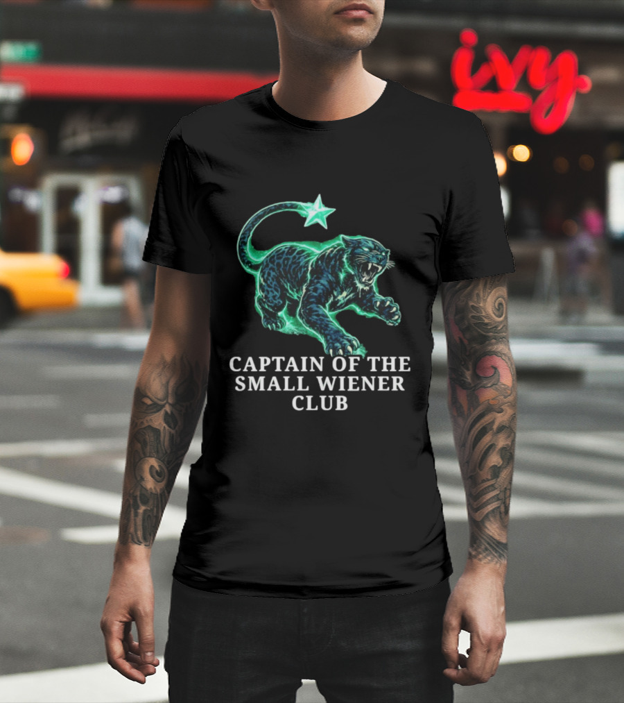 Panther With Star Graphic Captain Of The Small Wiener Club T-Shirt