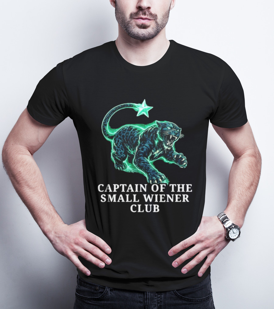 Panther With Star Graphic Captain Of The Small Wiener Club T-Shirt