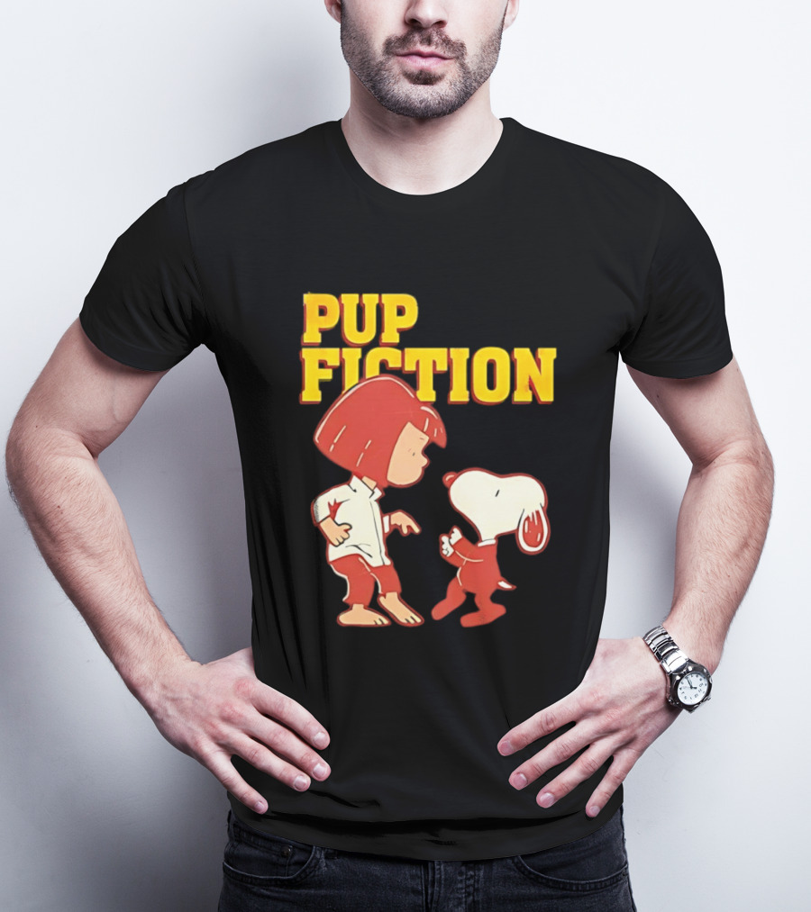 Pup Fiction Peanuts Characters Scene T-Shirt