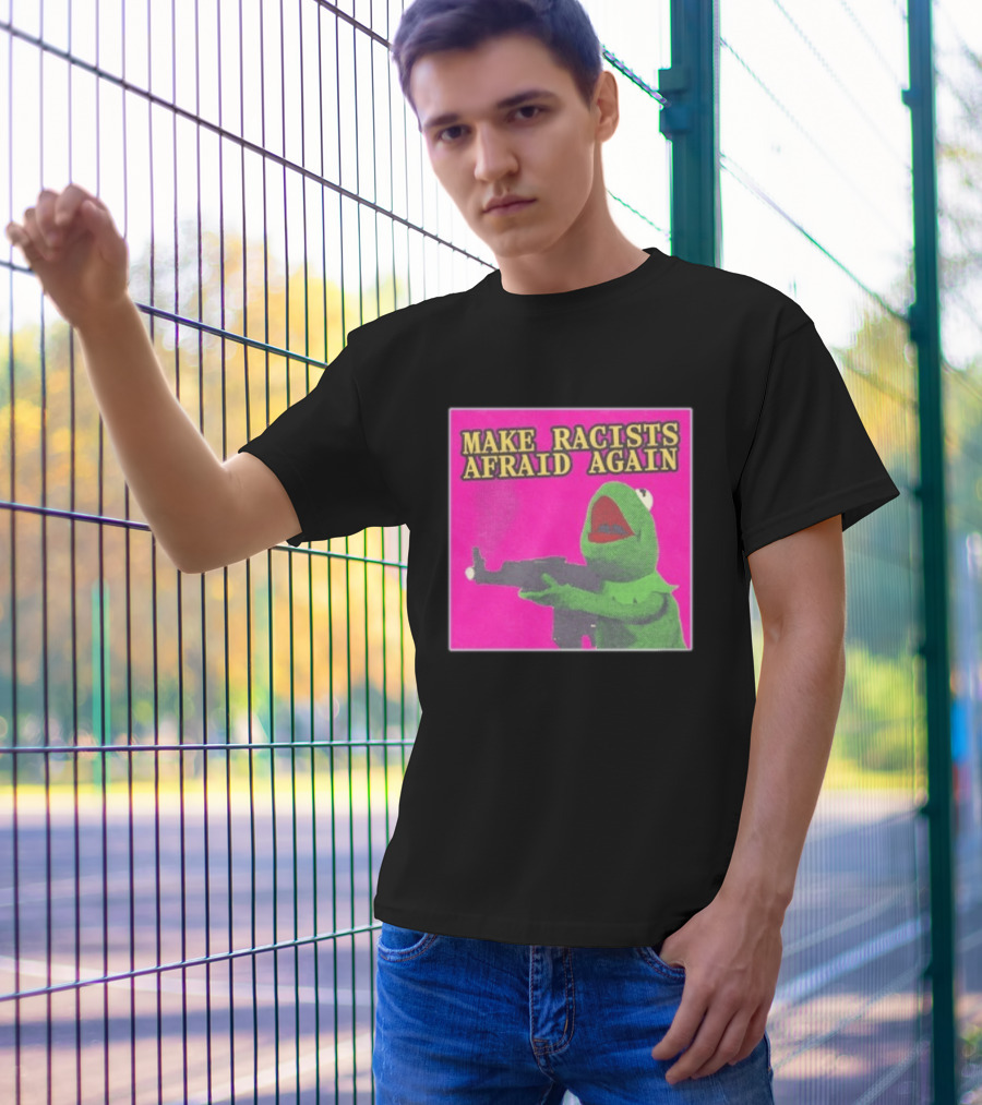 Make Racists Afraid Again Kermit Pepe Parody Pink T-Shirt