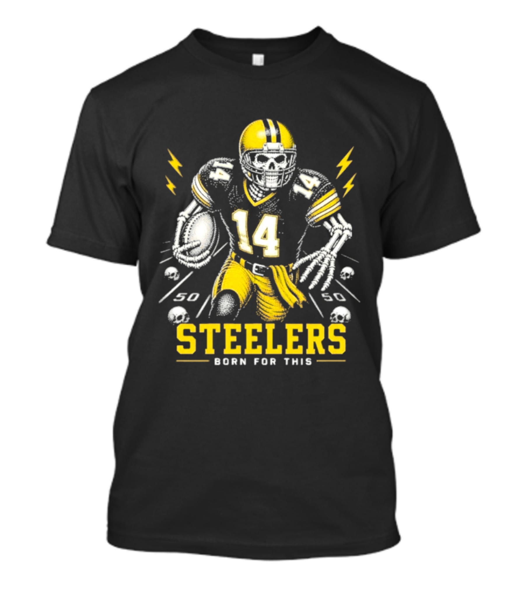 Steelers Born For This Skull Football Player 14 T-Shirt