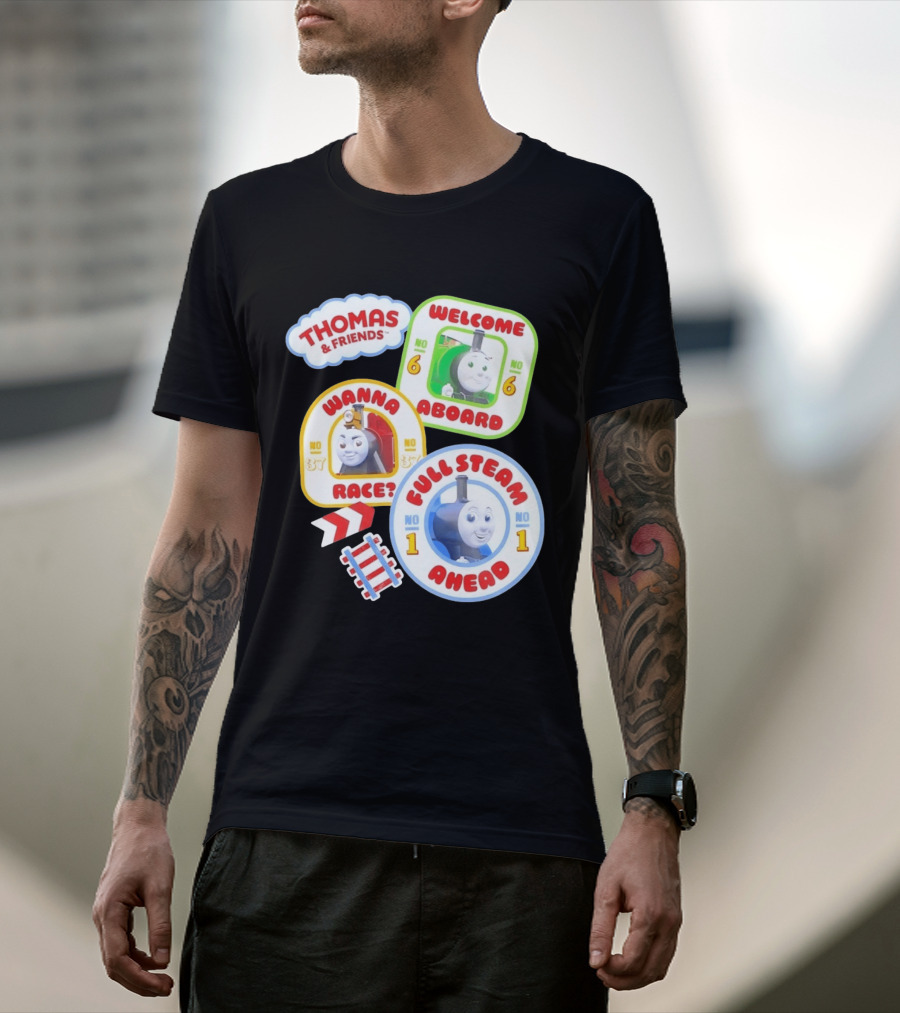 Thomas And Friends Welcome Aboard Full Steam Ahead Wanna Race No 1 No 6 No 37 T-Shirt