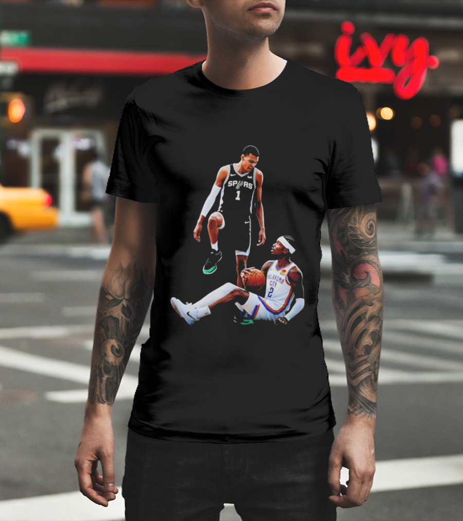 Victor Wembanyama Spurs Number 1 Vs Oklahoma City Number 2 Basketball Matchup T-Shirt