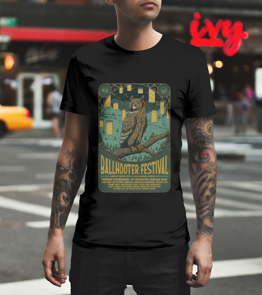 Ballhooter Festival Snowshoe Mountain 2026 Owl Lanterns Turnpike Troubadours Morgan Wade Labor Day Weekend T-Shirt