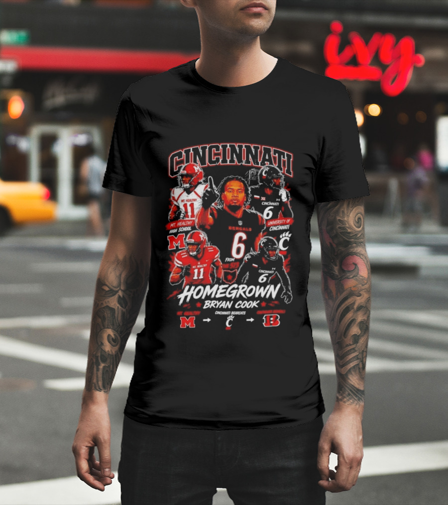 Cincinnati Bearcats Homegrown Bryan Cook University Of Cincinnati Mt. Healthy T-Shirt