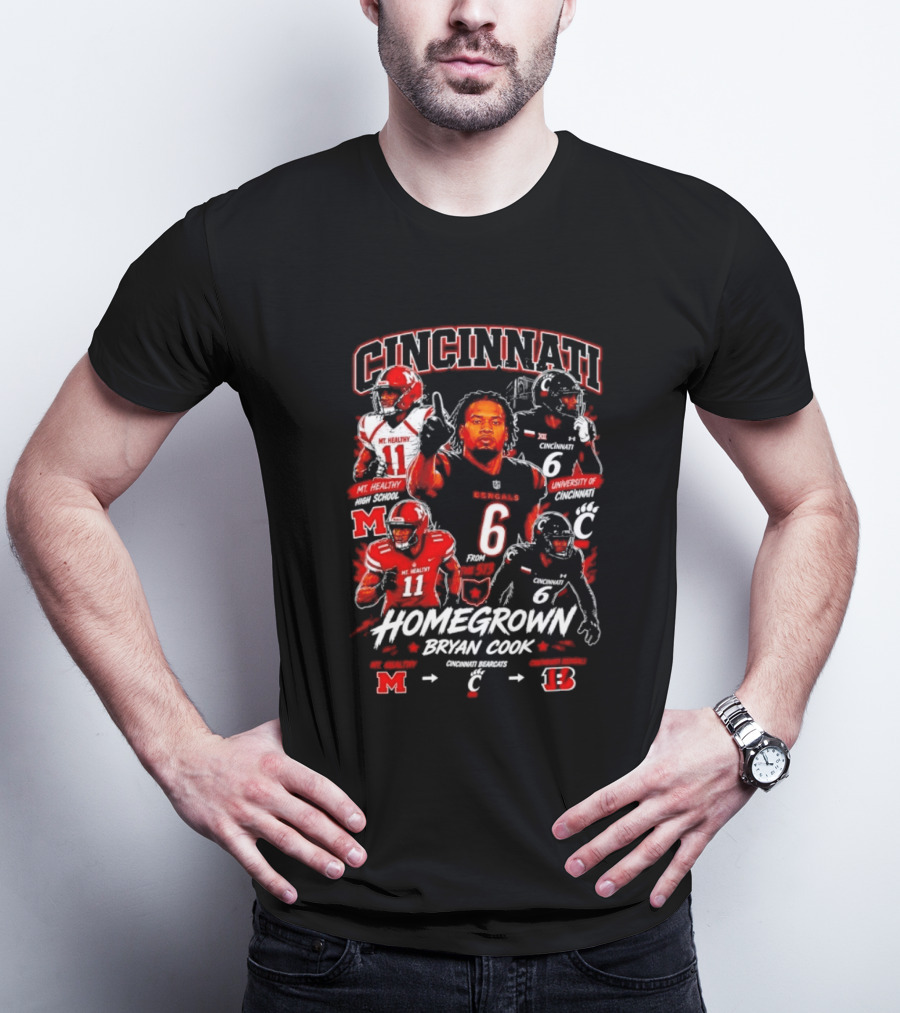 Cincinnati Bearcats Homegrown Bryan Cook University Of Cincinnati Mt. Healthy T-Shirt