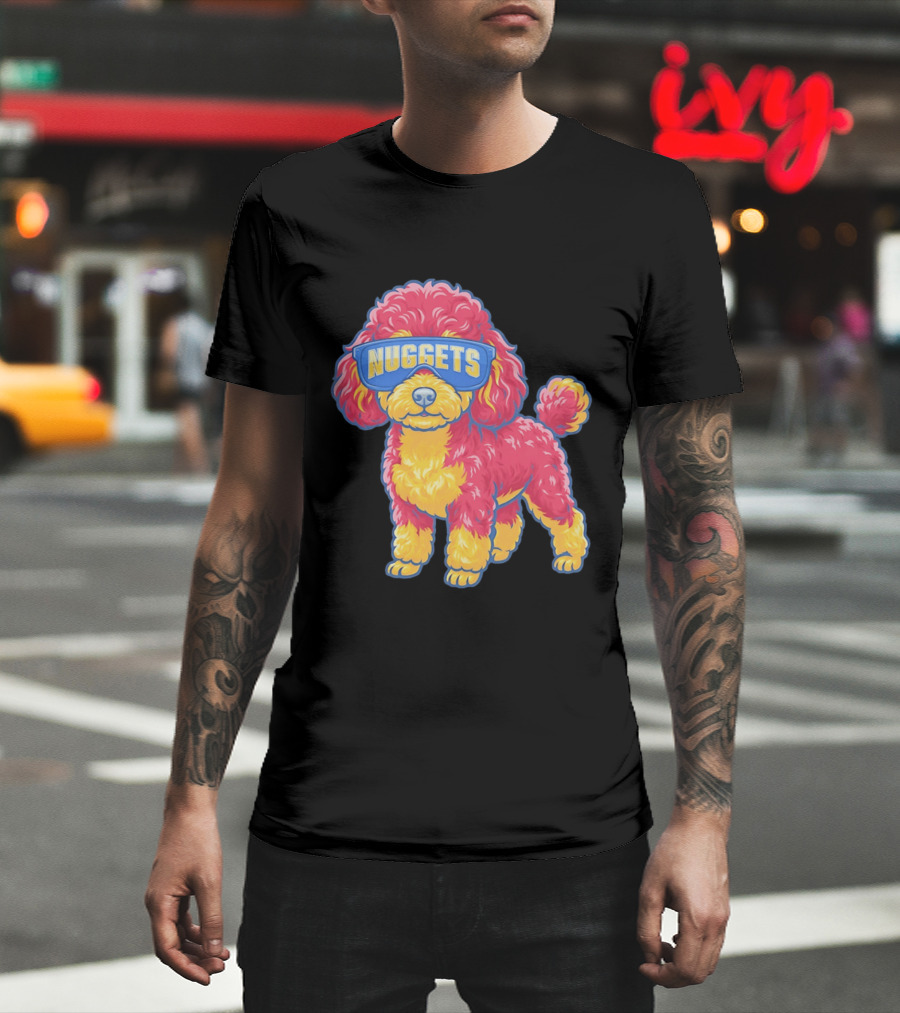 Denver Nuggets Teacup Poodle Wearing Oversized Glasses T-Shirt
