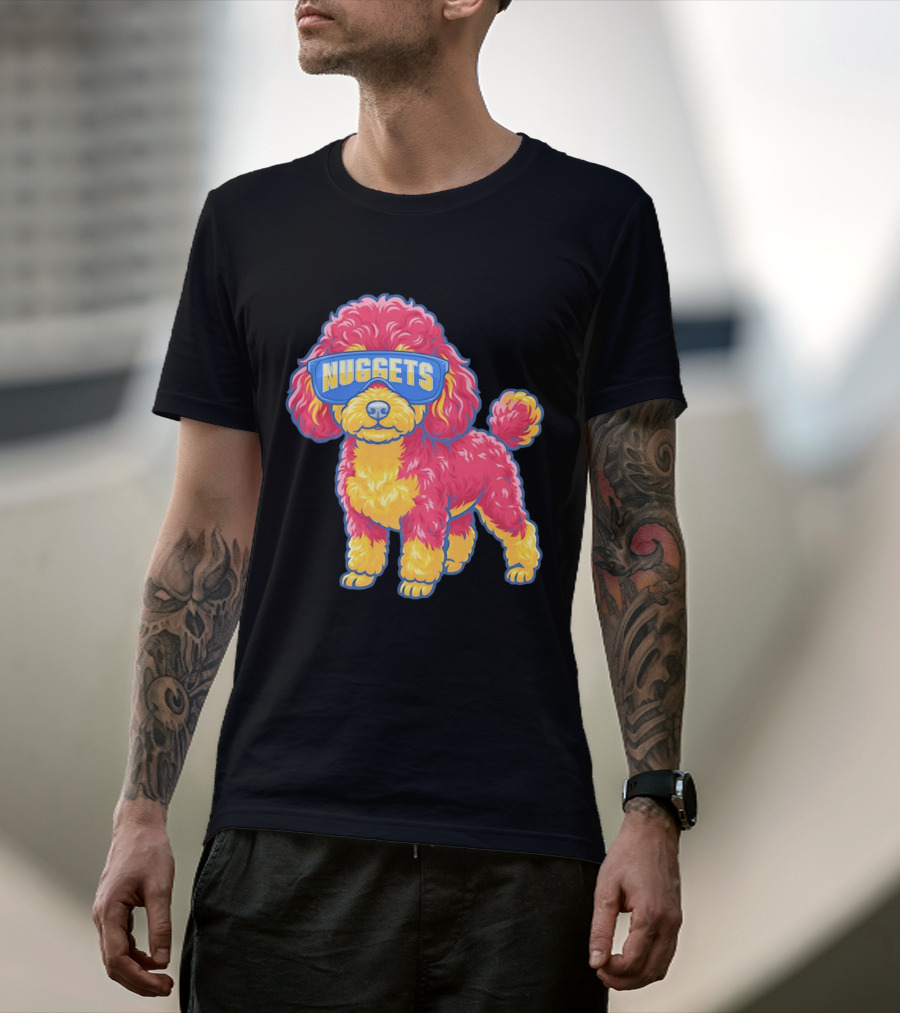 Denver Nuggets Teacup Poodle Wearing Oversized Glasses T-Shirt