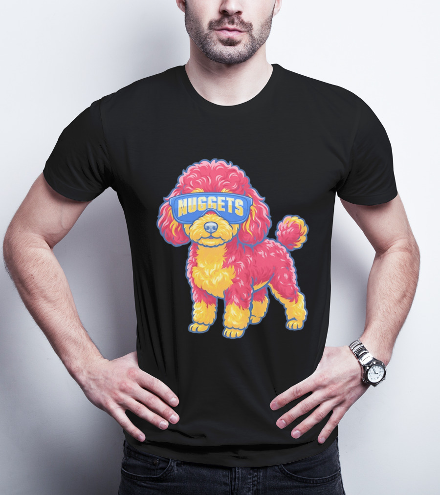 Denver Nuggets Teacup Poodle Wearing Oversized Glasses T-Shirt