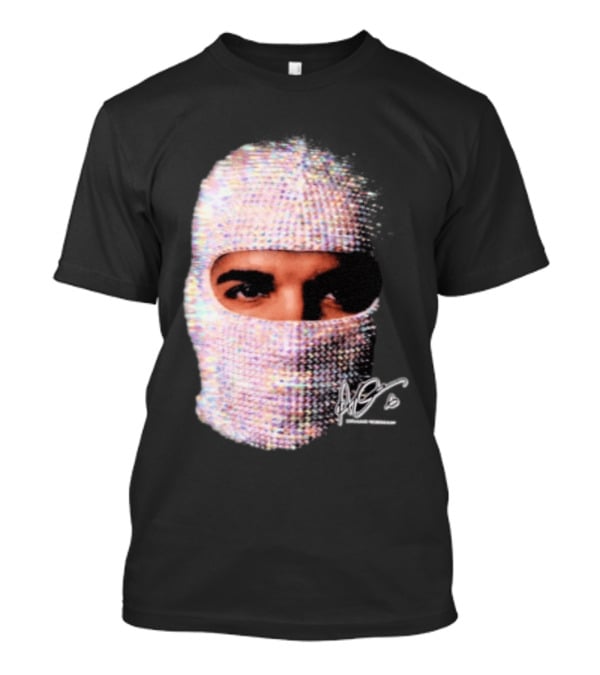 Drake Iceman Mask Jewel Encrusted Balaclava T-Shirt