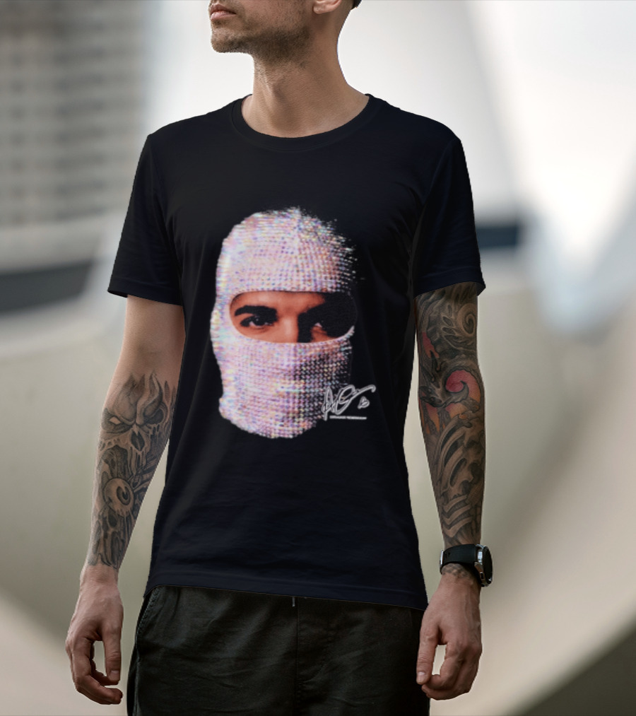 Drake Iceman Mask Jewel Encrusted Balaclava T-Shirt