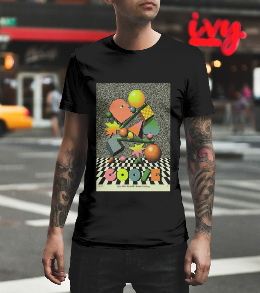 Goose Berlin DE 3 Juni 2026 Festsaal Kreuzberg Checkered Geometric T-Shirt