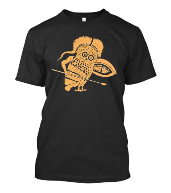 Little Owl Hoplite Warrior With Spear And Shield T-Shirt