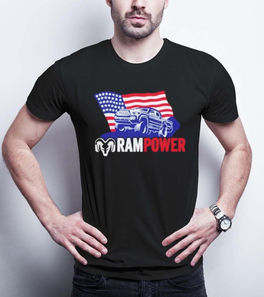 Ram Power Truck American Flag 2026 Patriotic T-Shirt