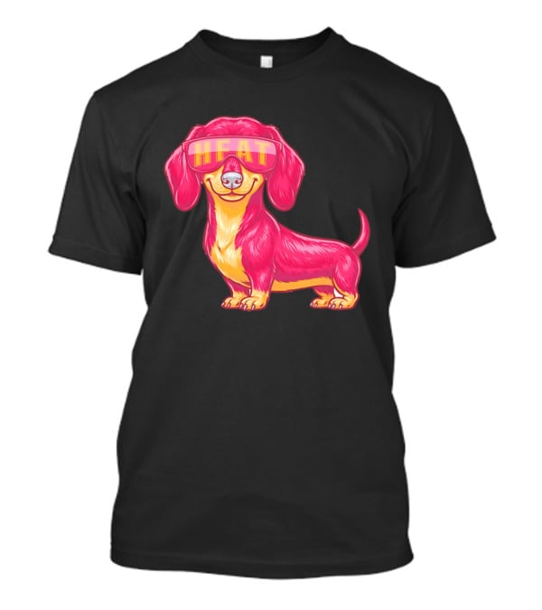 HEAT Sunglasses Dachshund Cartoon T-Shirt