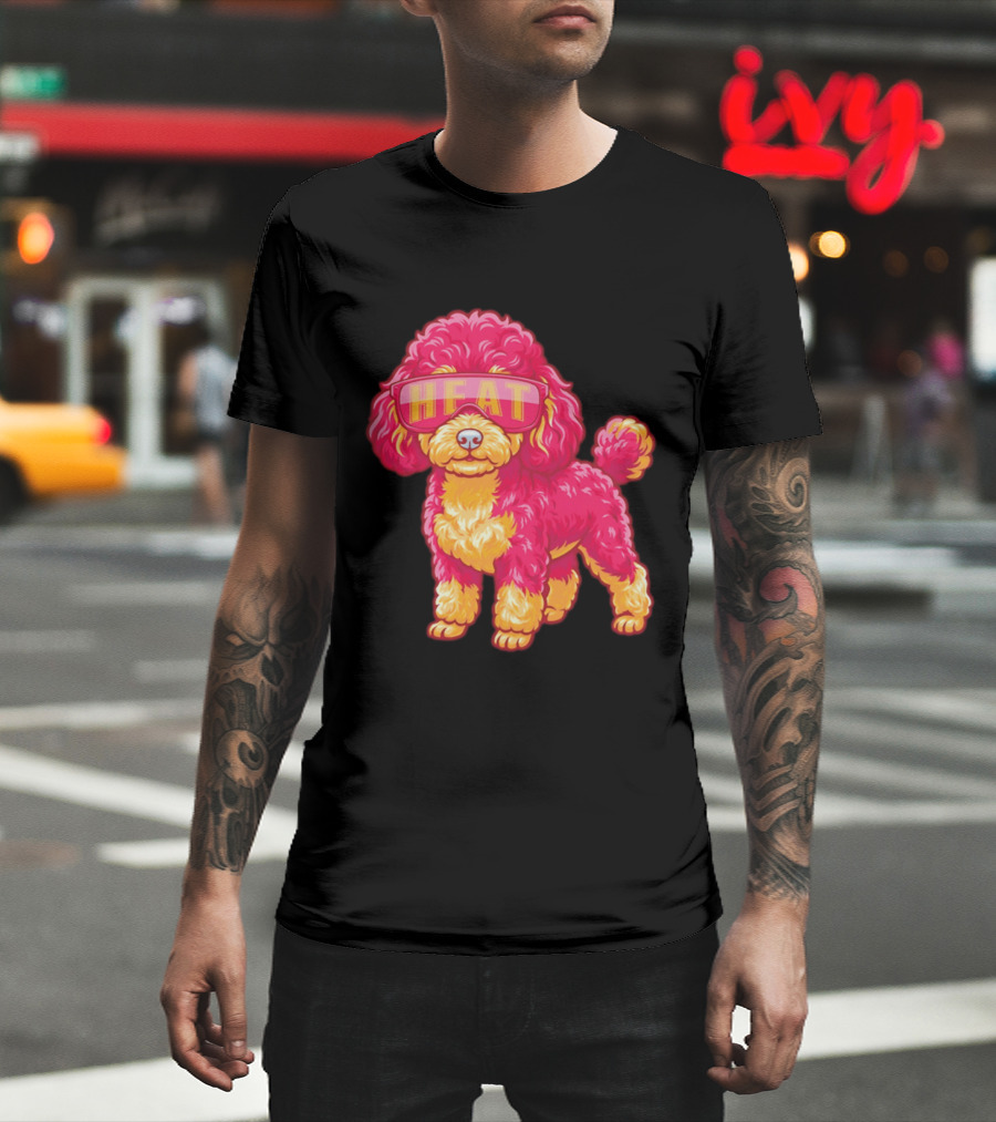 Miami Heat Teacup Poodle Cartoon HEAT Glasses T-Shirt