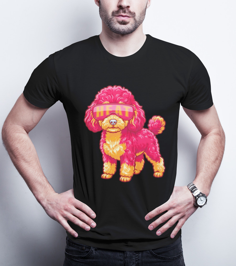 Miami Heat Teacup Poodle Cartoon HEAT Glasses T-Shirt