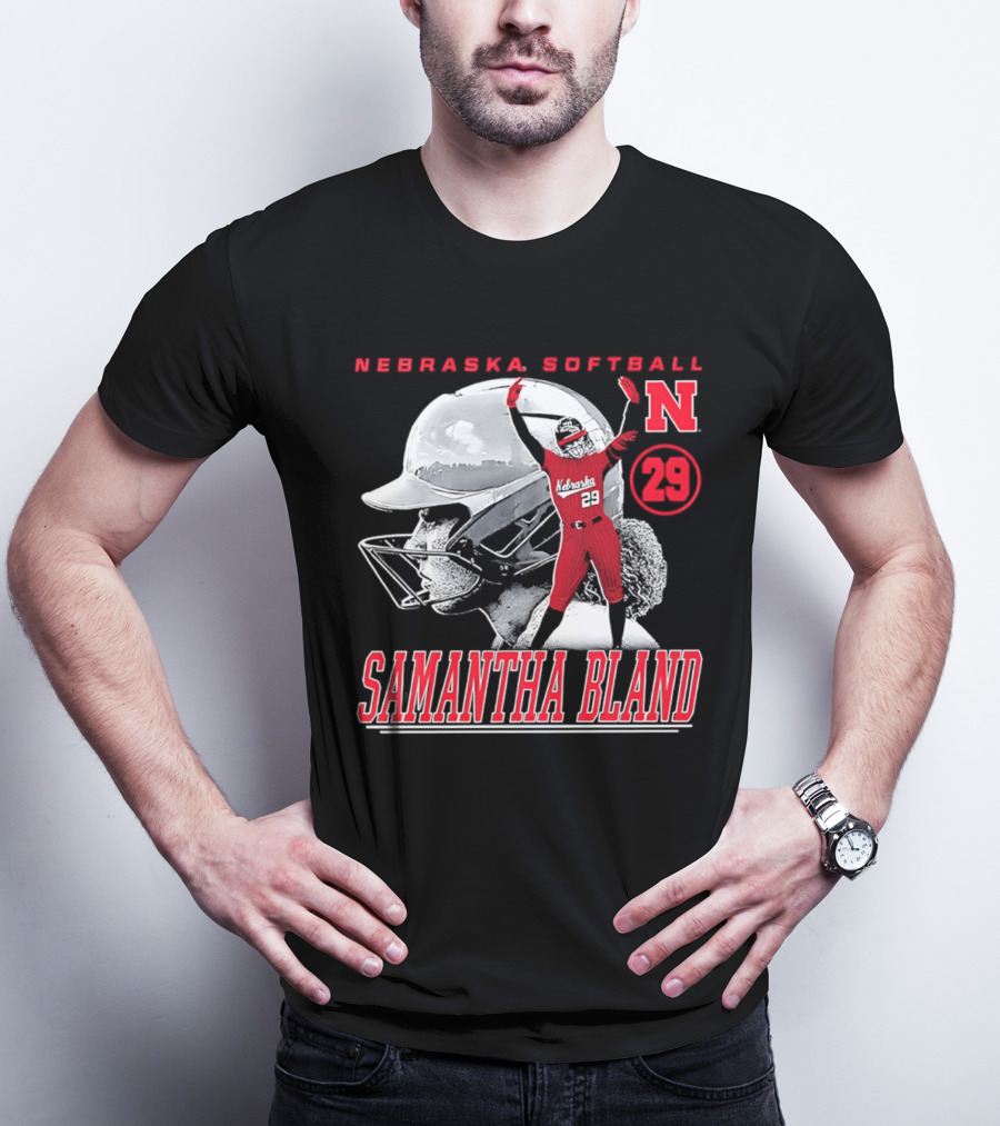 Nebraska Softball Samantha Bland Number 29 Player Iconic N T-Shirt