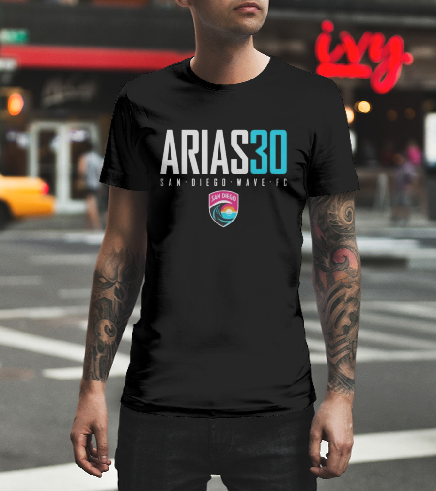 Arias 30 San Diego Wave FC Soccer NWSL Player Team Crest T-Shirt