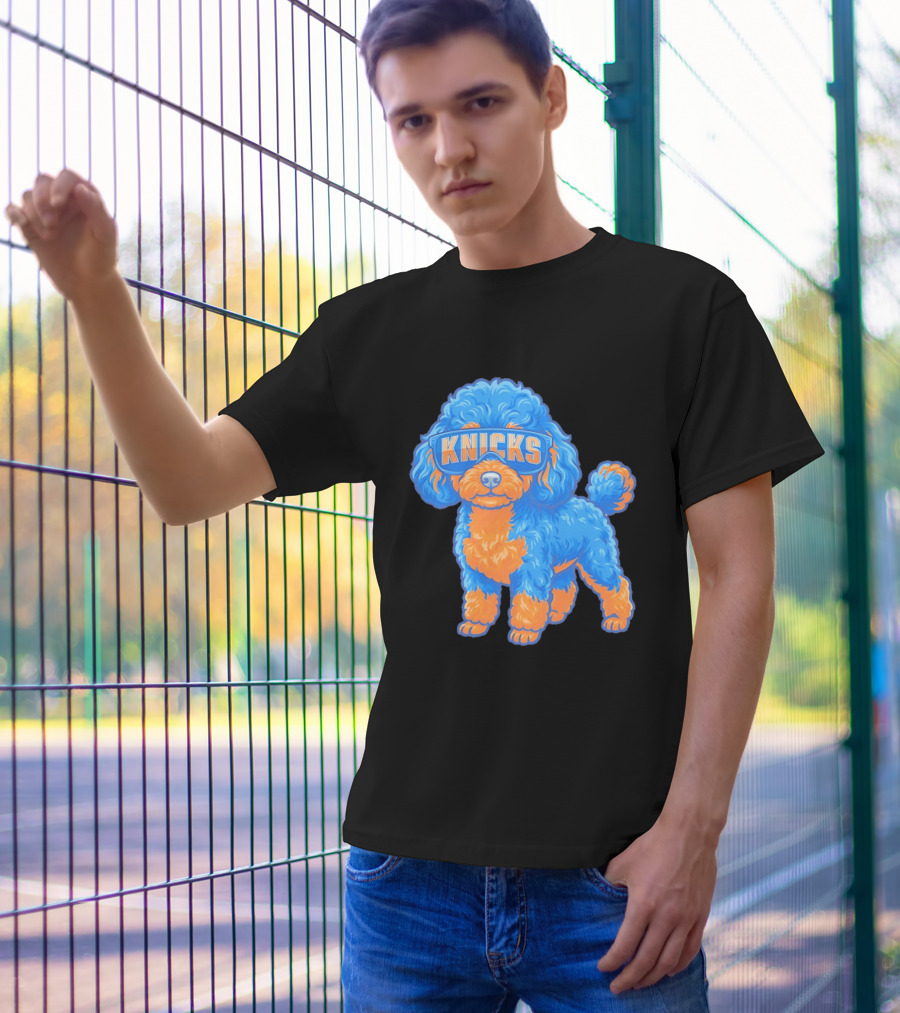 New York Knicks Teacup Poodle Cartoon Glasses T-Shirt