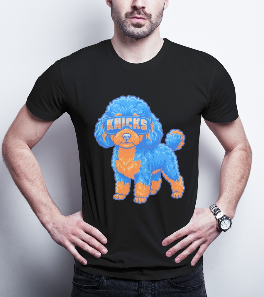 New York Knicks Teacup Poodle Cartoon Glasses T-Shirt