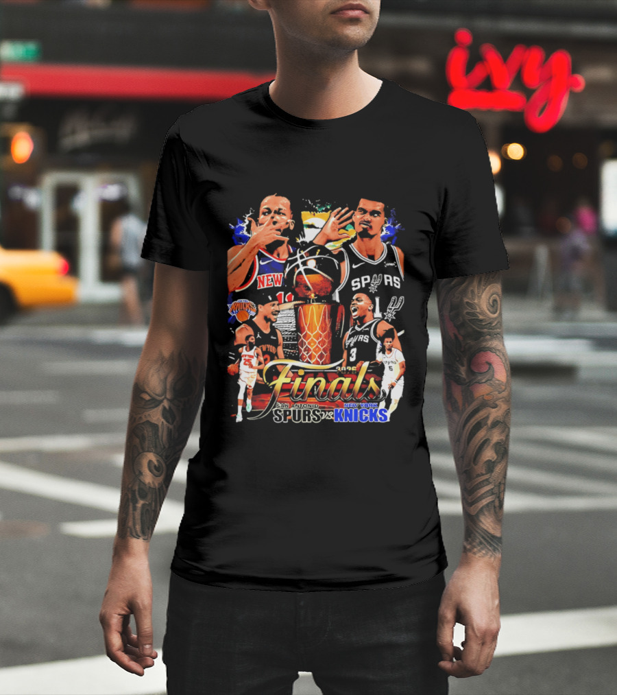 NY Knicks Finals Jalen Brunson Spurs Victor Wembanyama Basketball Matchup T-Shirt
